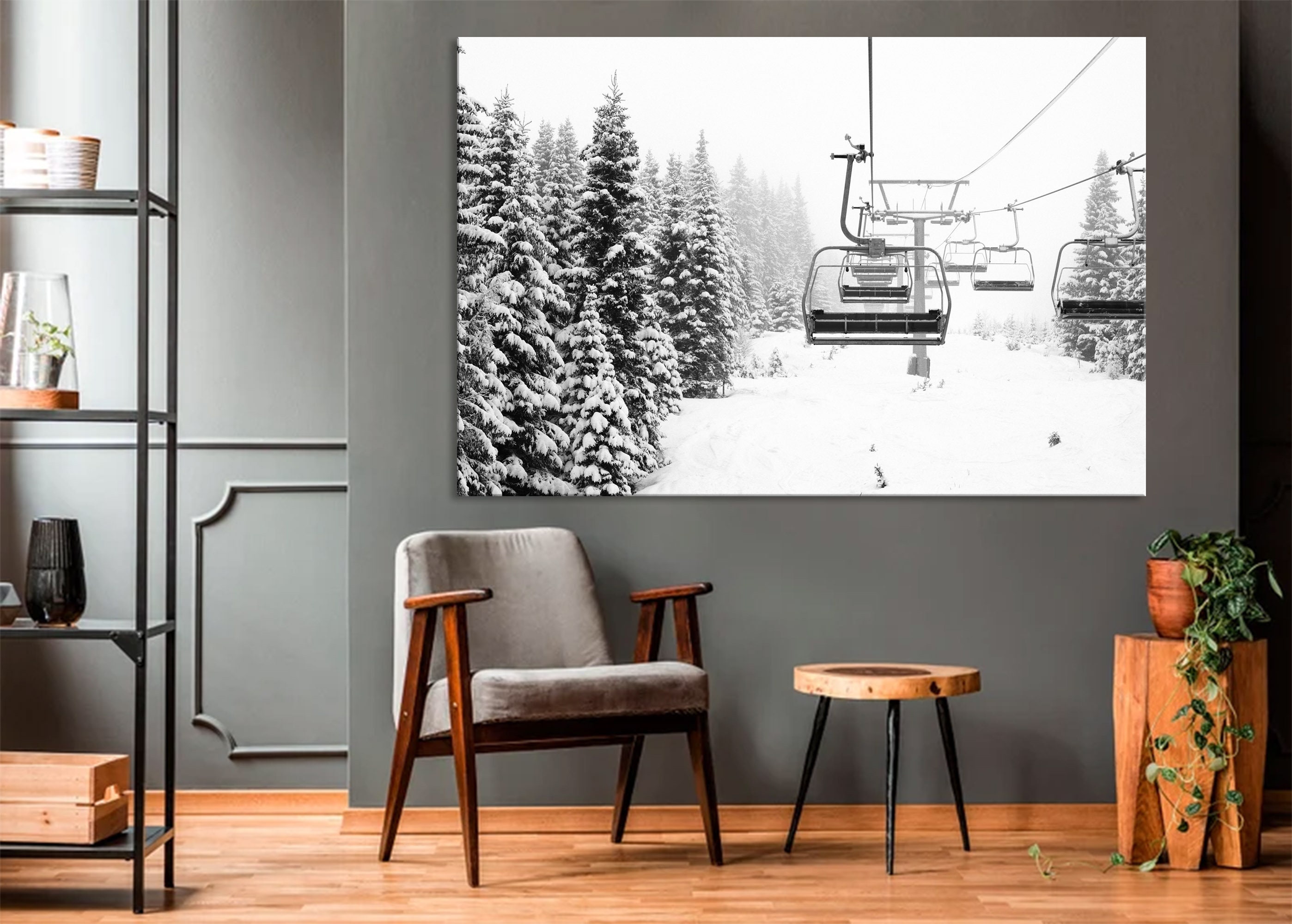 Snow Covered Spruce Trees Ski Lift Wall Art Mountain Art - Etsy