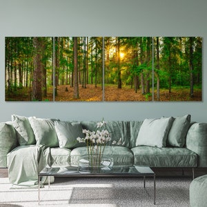 Forest Sunset Photography Art PANORAMIC WALL ART for Accent Wall Nature ...