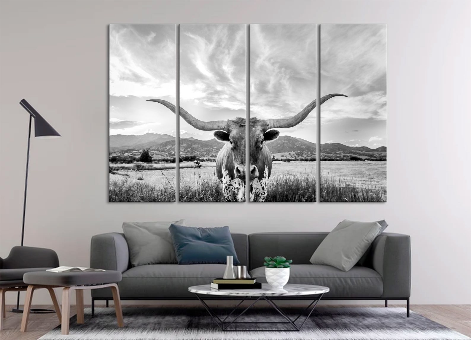 Longhorn Cow Canvas Texas Longhorn Art Longhorn Canvas Print - Etsy
