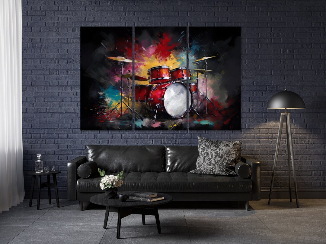 Drum Set Poster Maximalist Dynamic Bold Abstract Watercolor Print Music ...
