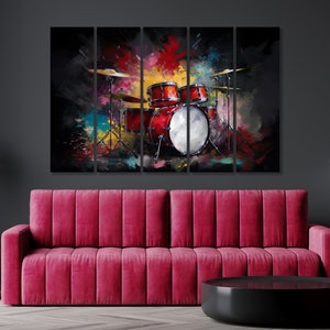 Drum Set Poster Maximalist Dynamic Bold Abstract Watercolor Print Music ...