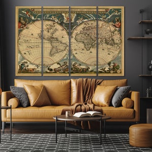 Old World Map Canvas, Vintage World Map Canvas Art, Old World Map ...