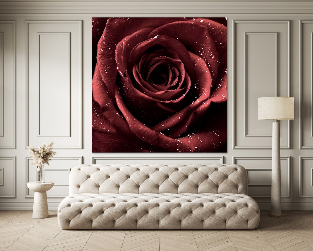Rose Canvas Print Red Rose Poster Print Flower Poster Red Rose Print ...