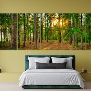 Forest Sunset Photography Art PANORAMIC WALL ART for Accent Wall Nature ...