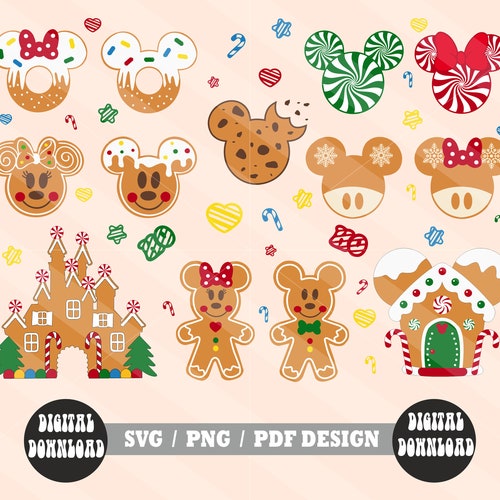 Mickey Christmas Svg Christmas Mouse Head Svg Peppermint - Etsy