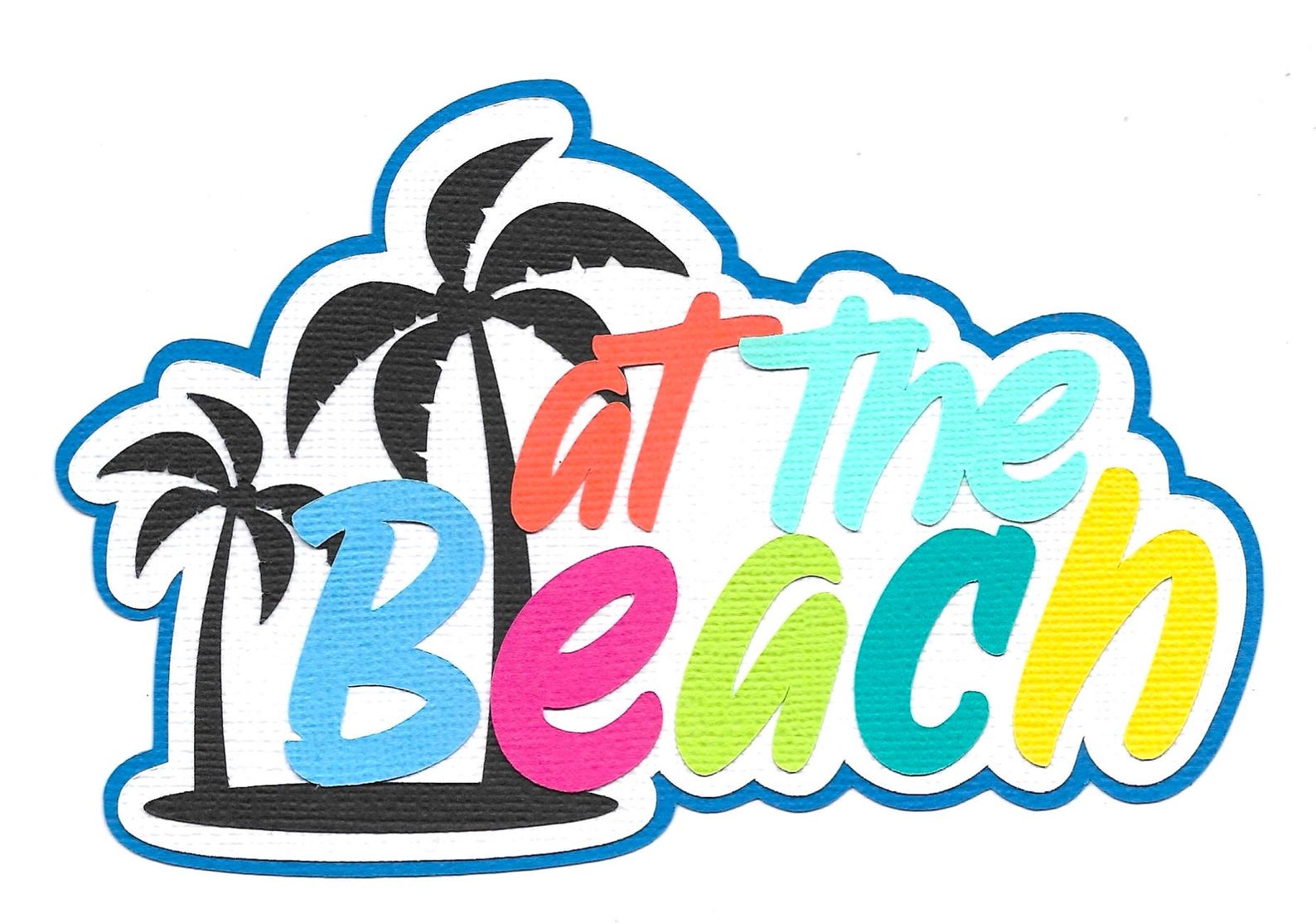 Premade Scrapbook-paper Piecing-for Layouts-lake-ocean-palm Tree-title ...