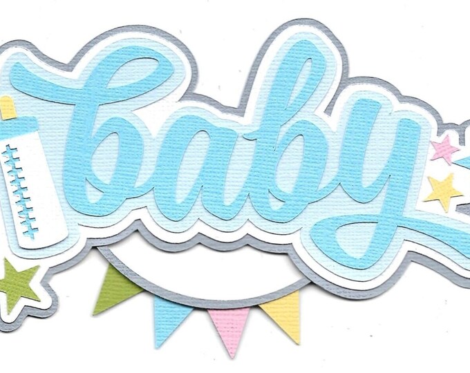 Premade Scrapbook-paper Piecing-scrastampin-for Layouts-title-baby Boy ...