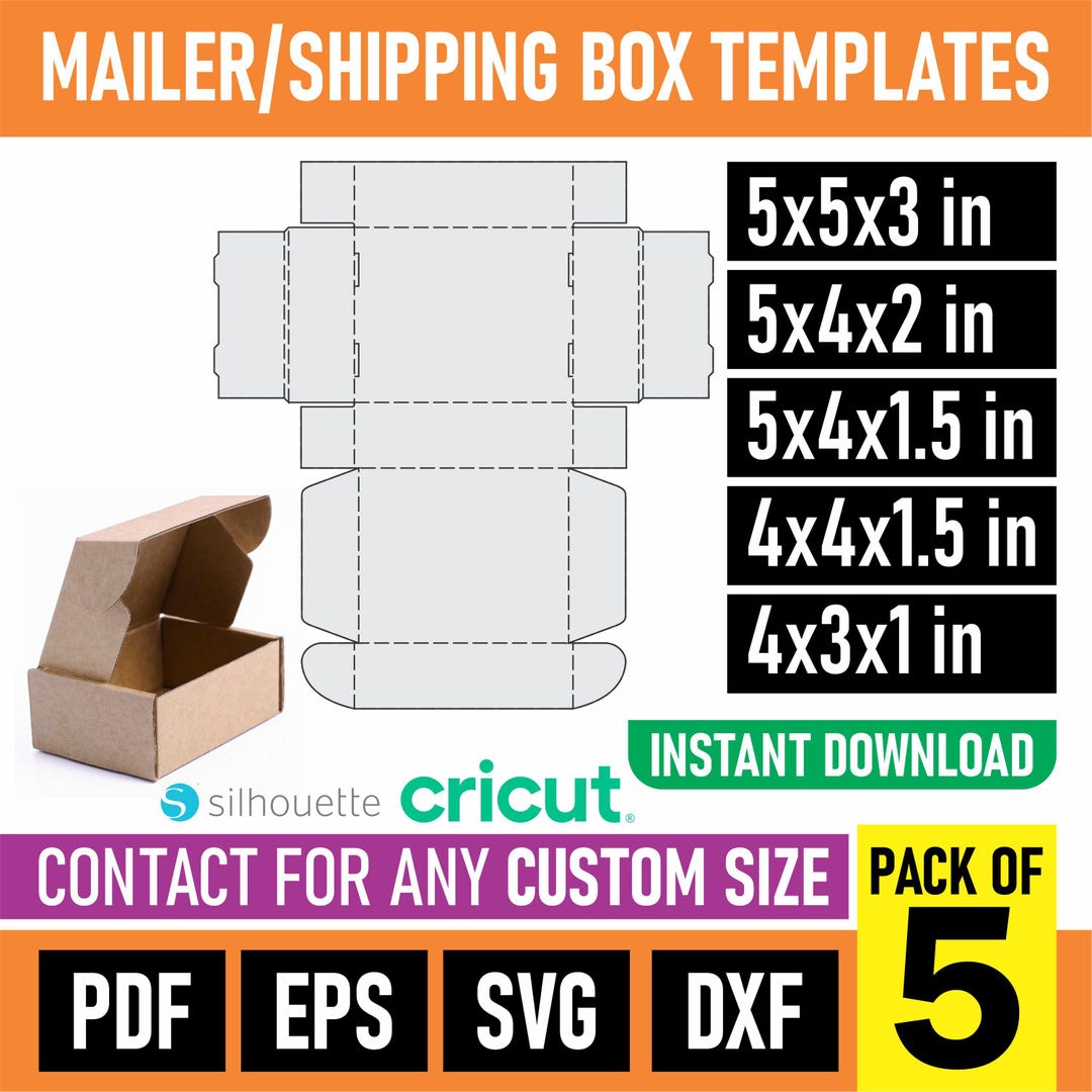 Rectangle Box Template: Mailer, Shipping & Favor Box (SVG DXF PDF) - Etsy