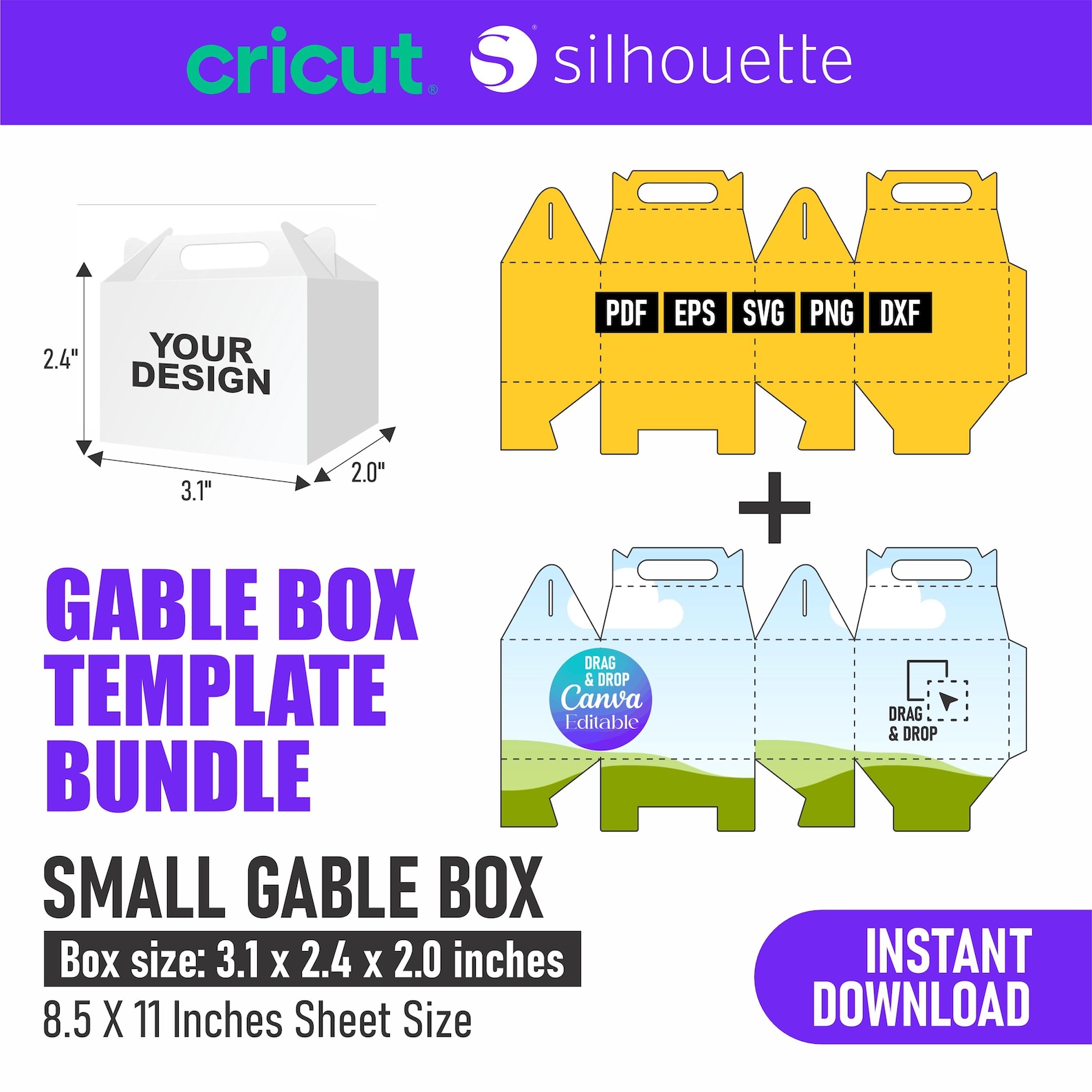 Gable Box Template Bundle: SVG & Canva, Party Favor DIY (digital ...