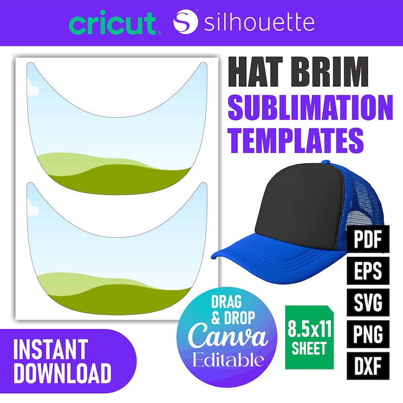 Hat Brim Sublimation Template: Baseball Cap SVG Design (canva Editable ...