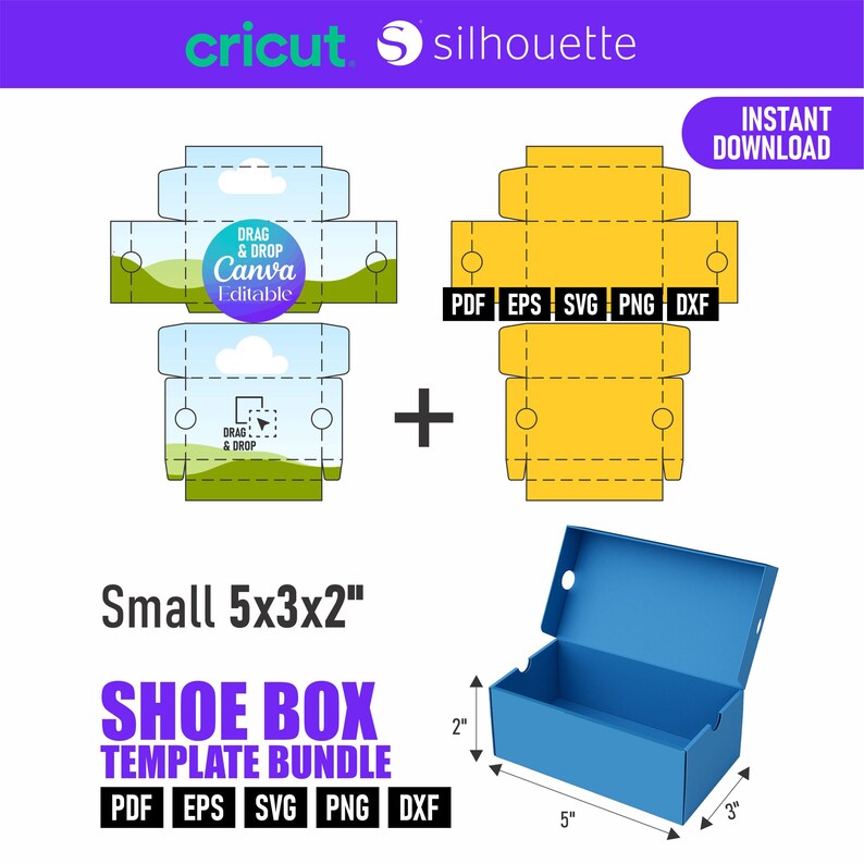 Sneaker Shoebox SVG Bundle: Mini, Small & Medium Template for Cricut - Etsy