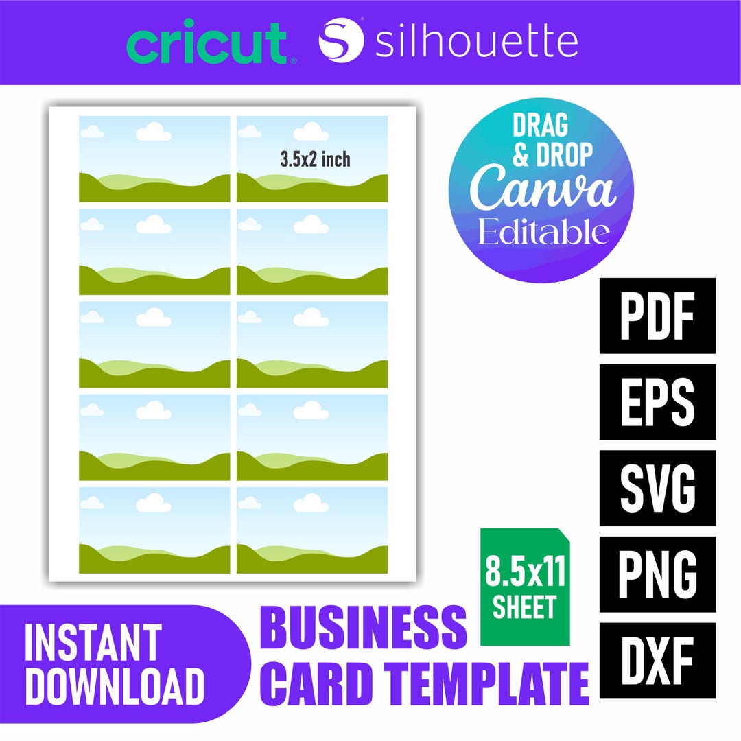 Business Card Printing Template 3.5x2 Inch | Blank Business Card Canva ...