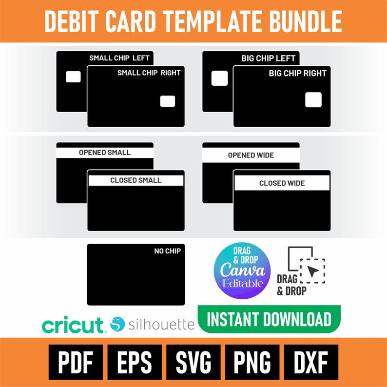 Debit Card Skin Template: Credit Card Canva Editable PDF, SVG, PNG ...