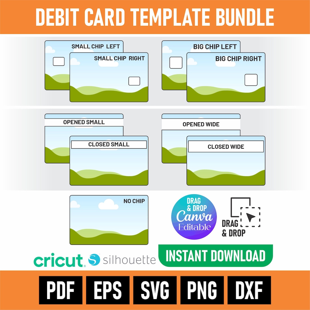 Debit Card Skin Template: Credit Card Canva Editable PDF, SVG, PNG ...