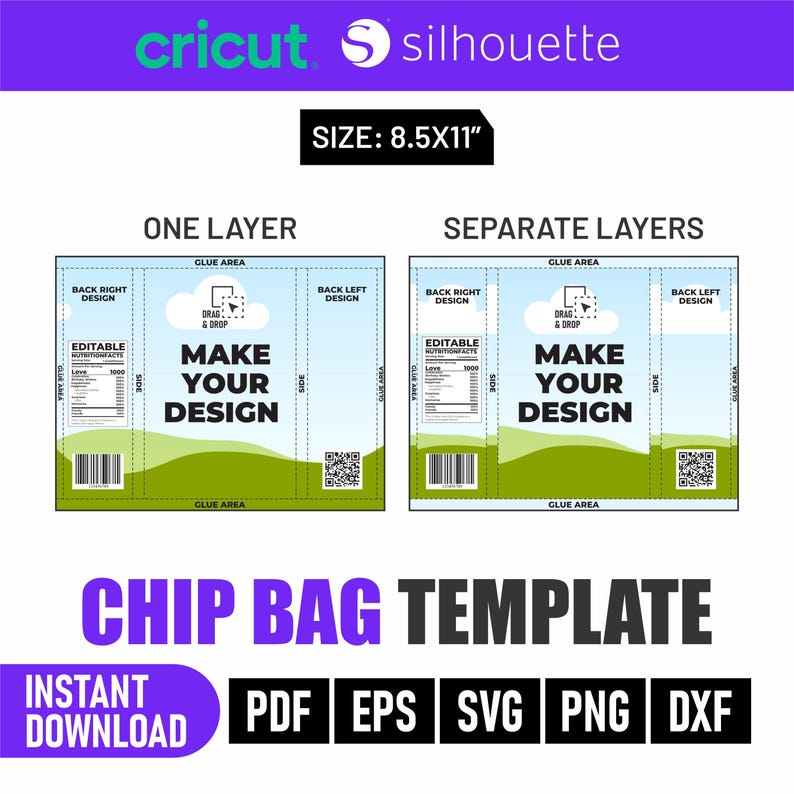 Editable Party Favor Chip Bag Template Bundle for Canva Drag & Drop ...