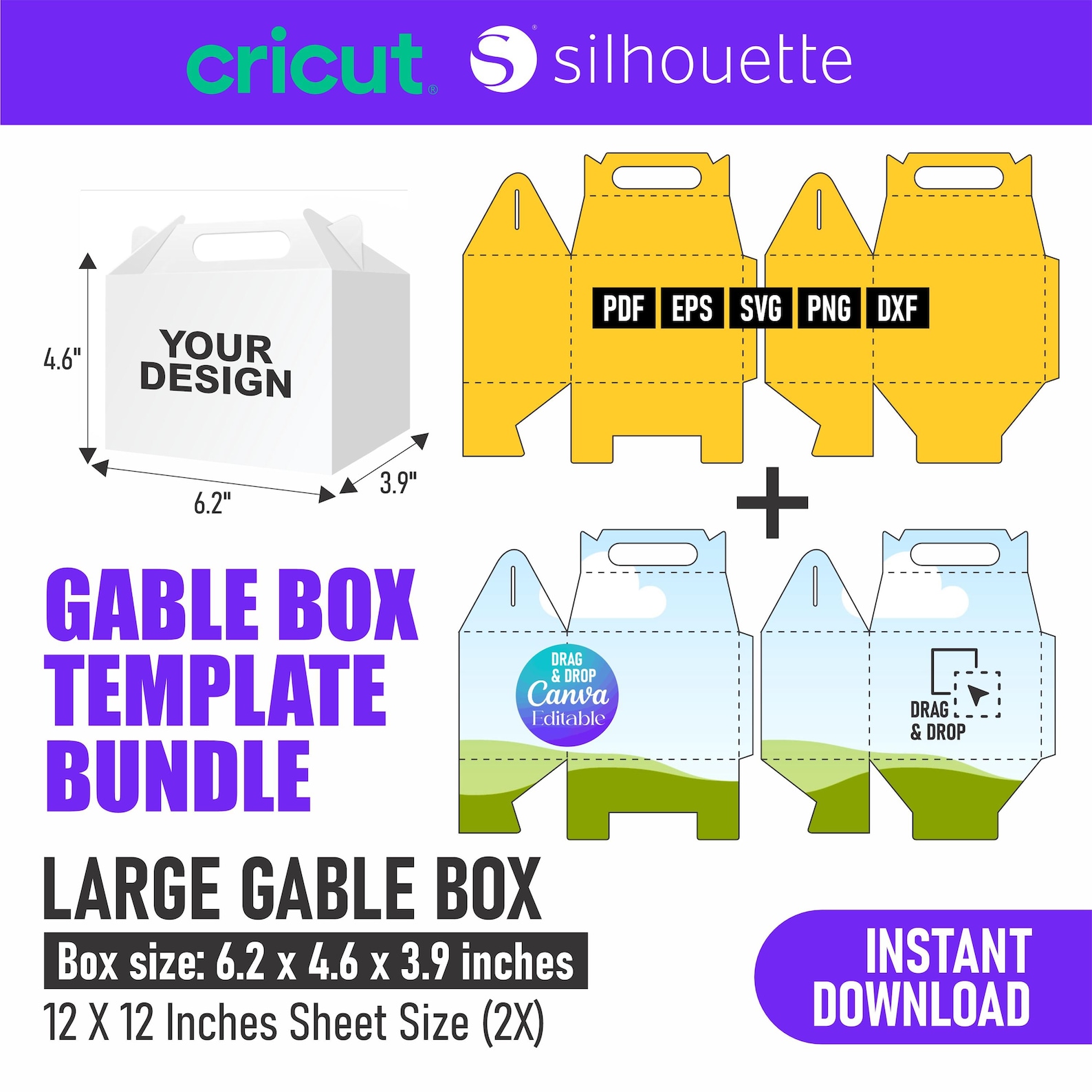Gable Box Template Bundle: SVG & Canva, Party Favor DIY (digital ...