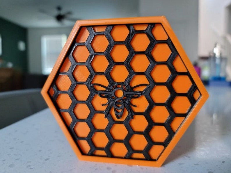 Bee Honeycomb Coaster STL File a Hexagonal Tribute to Nature's ...