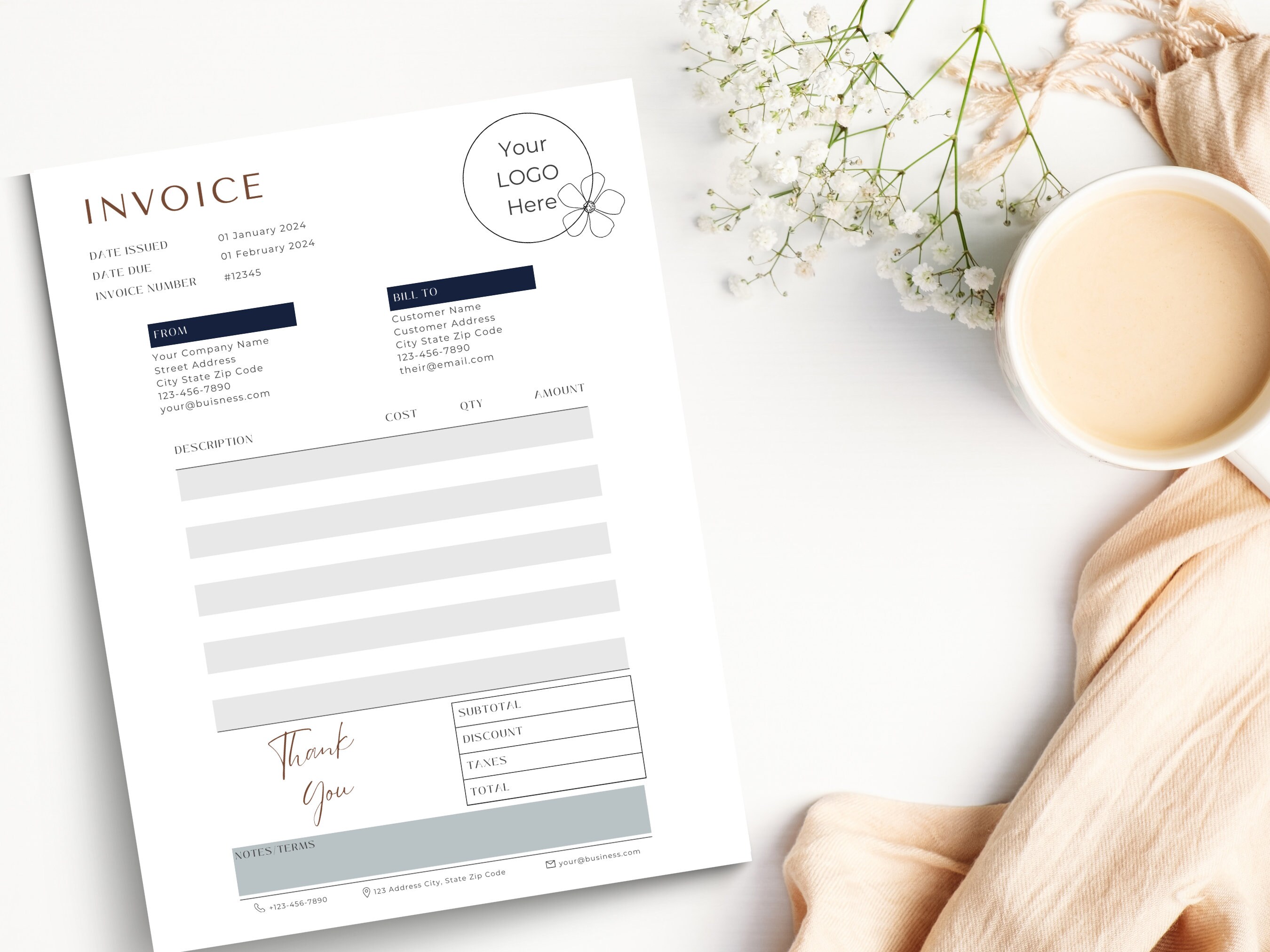 Editable Invoice Template Canva Template Invoice Template - Etsy