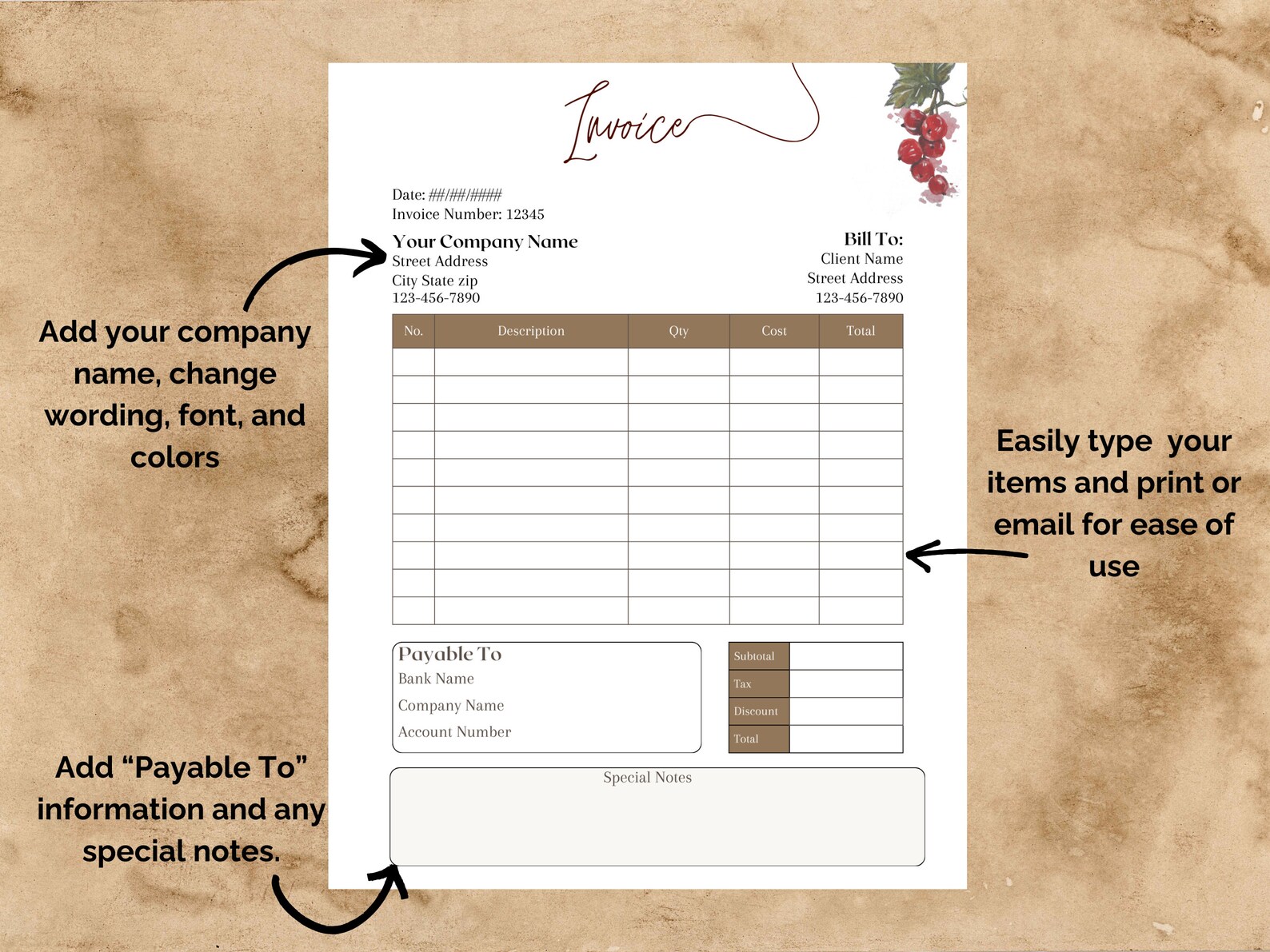 Invoice Template Download, Canva Invoice Template, Invoice Template PDF ...