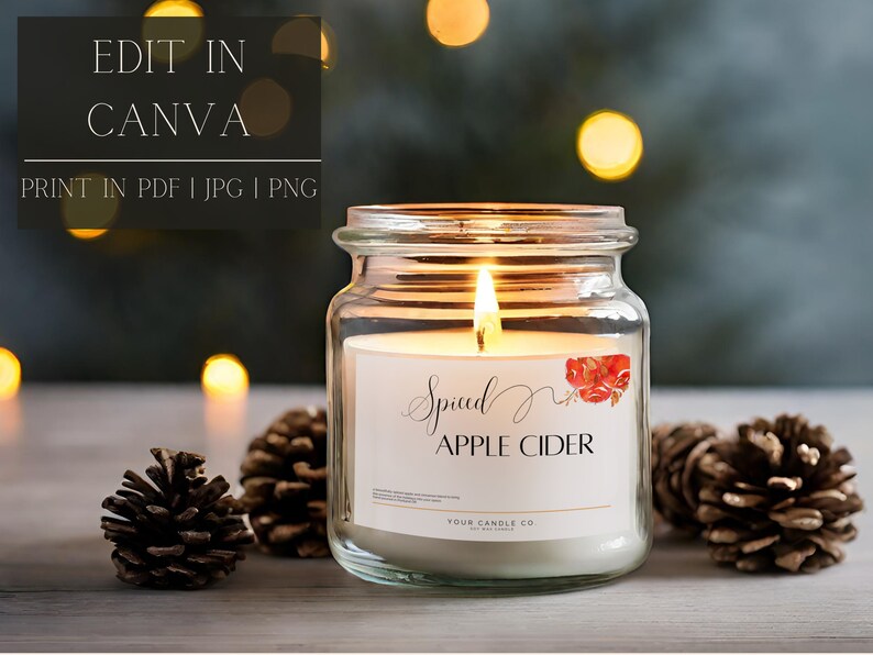 DIY Candle Sticker Label Template, Holiday Candle Label Template ...