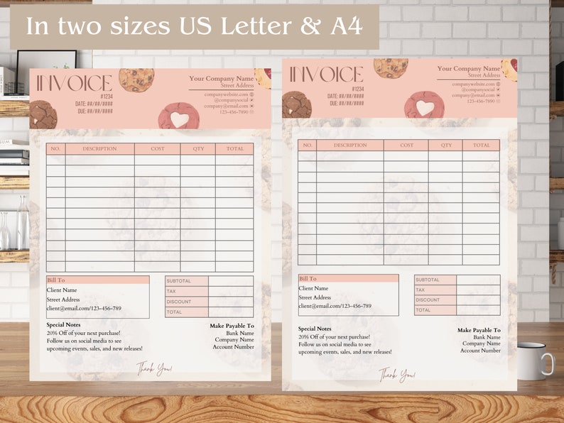 Bakery Invoice Template | Invoice Template Download | Canva Template ...