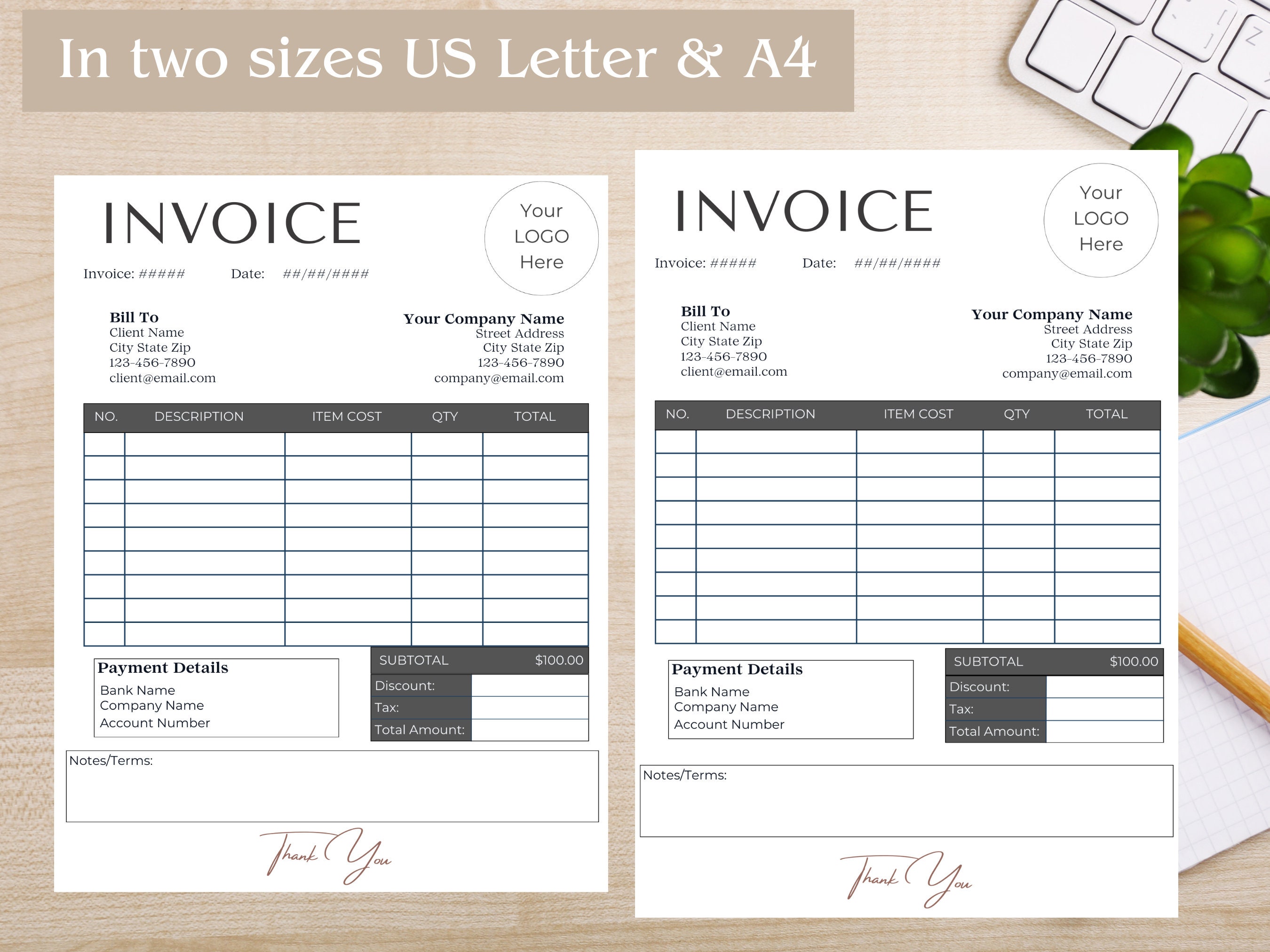 Editable Invoice Template | Work From Home | Invoice Template Downloads ...