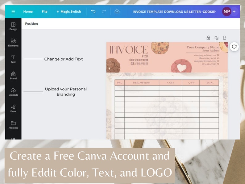 Bakery Invoice Template | Invoice Template Download | Canva Template ...