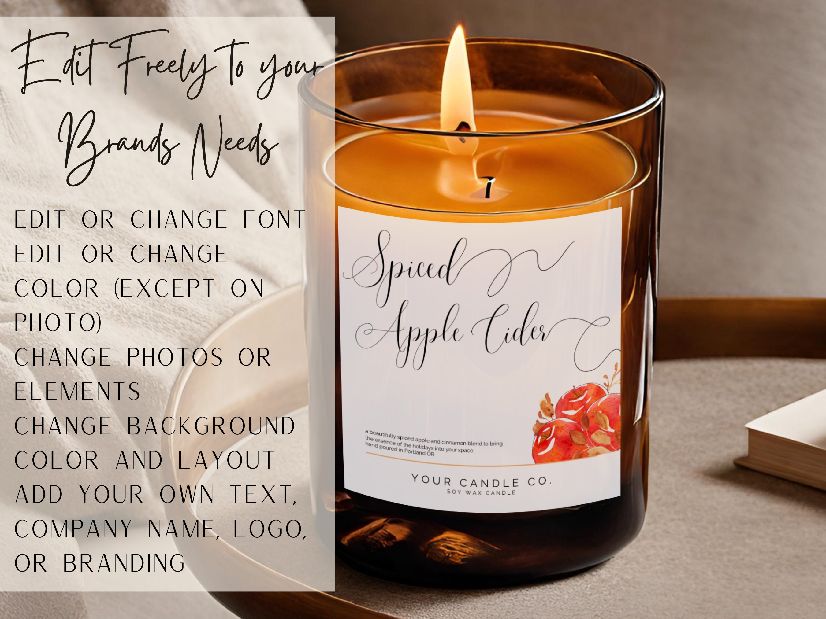 DIY Candle Sticker Label Template, Holiday Candle Label Template ...