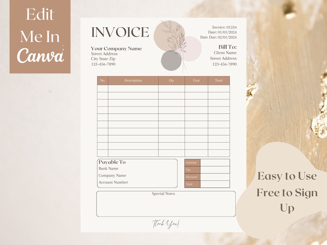 Editable Invoice Template | Work From Home | Invoice Template Download ...