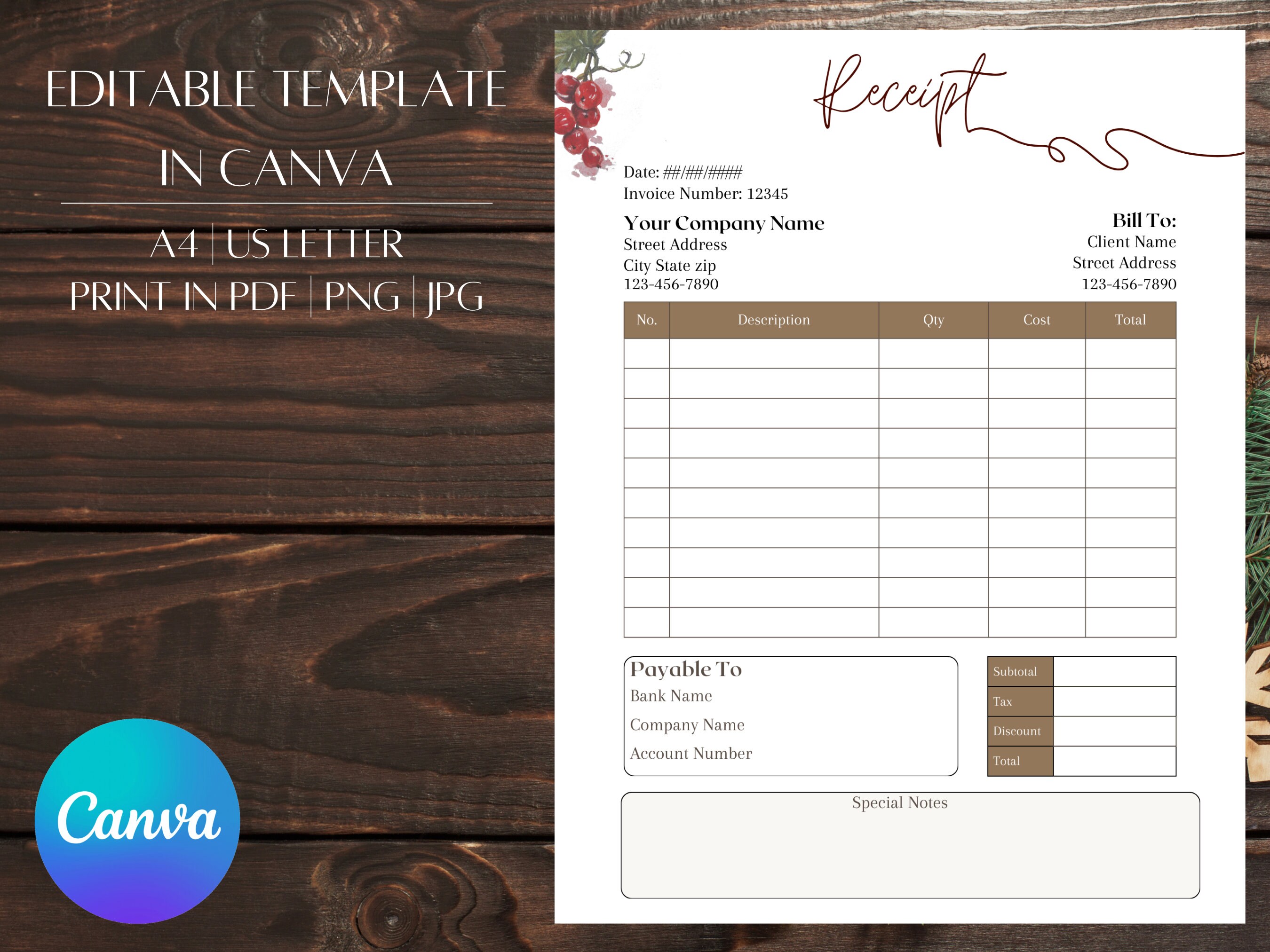 Invoice Template Download, Canva Invoice Template, Invoice Template PDF ...