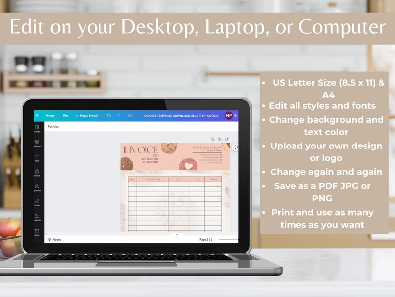 Bakery Invoice Template | Invoice Template Download | Canva Template ...