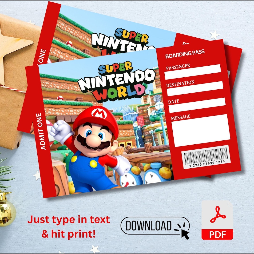 Downloadable Super Mario World Universal Studios Ticket Theme Park ...
