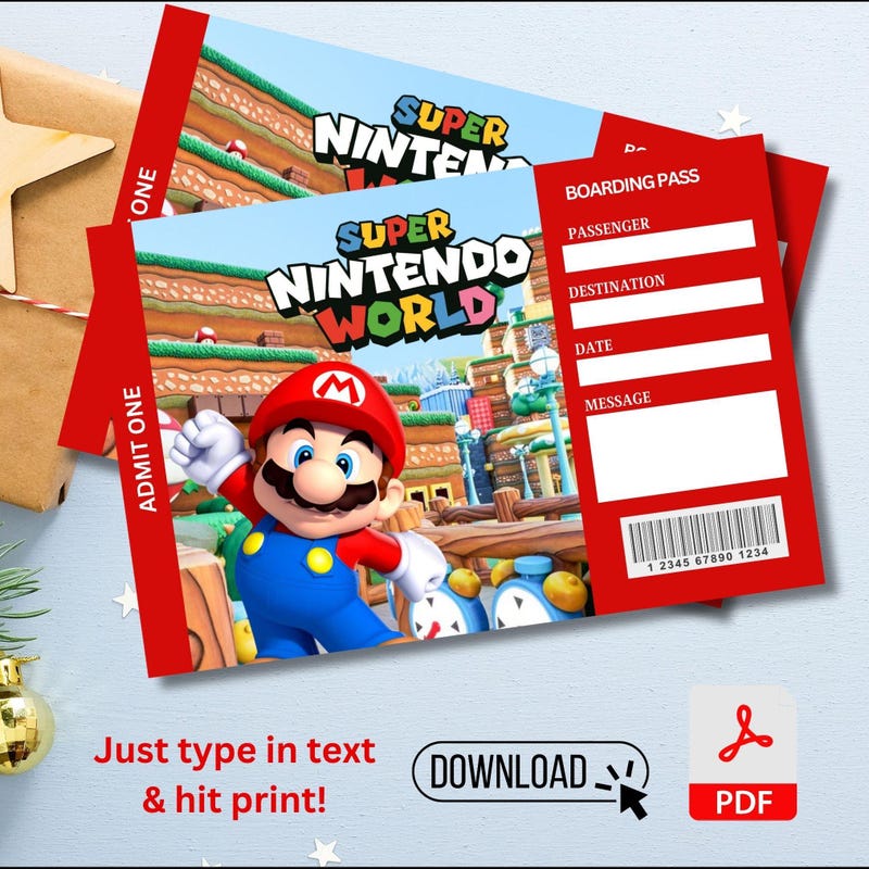 Ticket to Mario World - Etsy