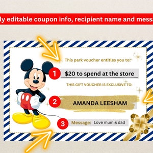 Disneyland Ticket Printable Surprise Spend Gift Coupons Vouchers Disney ...