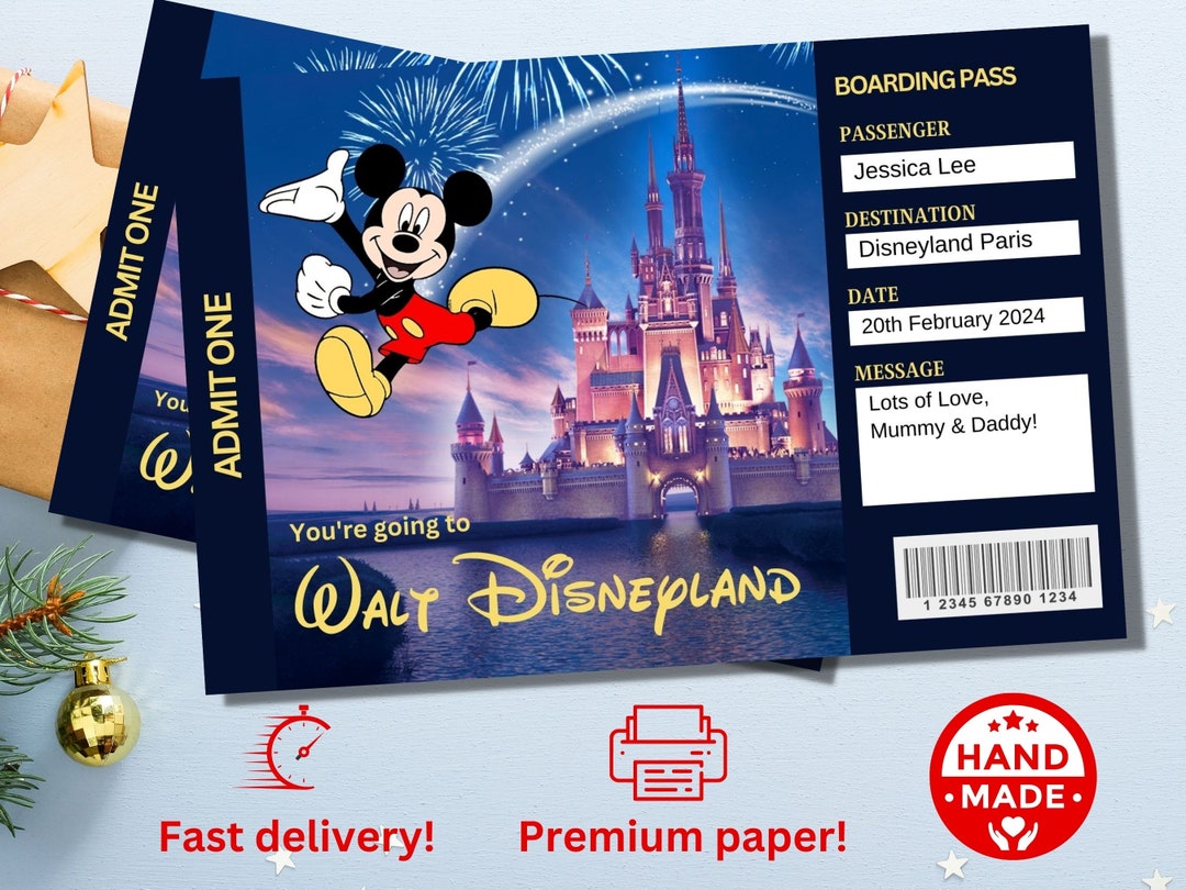 Personalised Handprinted Disneyworld Ticket Theme Park Surprise Ticket ...