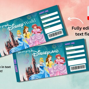 Disneyland Ticket Printable Theme Park Disney World Surprise Reveal ...