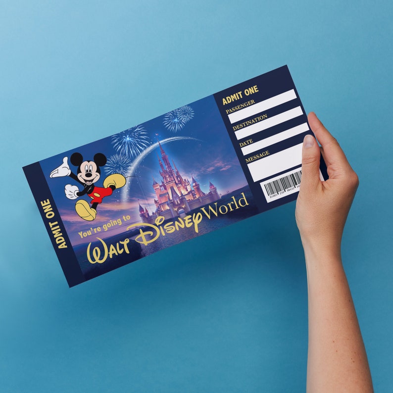 Disneyworld Ticket Printable Surprise Reveal Announcement - Etsy