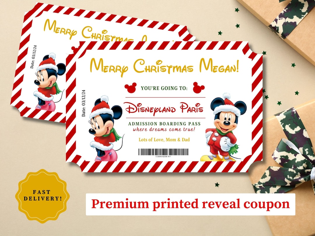 Personalized Christmas Disneyworld Ticket Theme Park Surprise Reveal ...