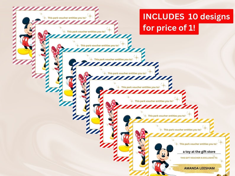 Disneyland Ticket Printable Surprise Spend Gift Coupons Disney - Etsy