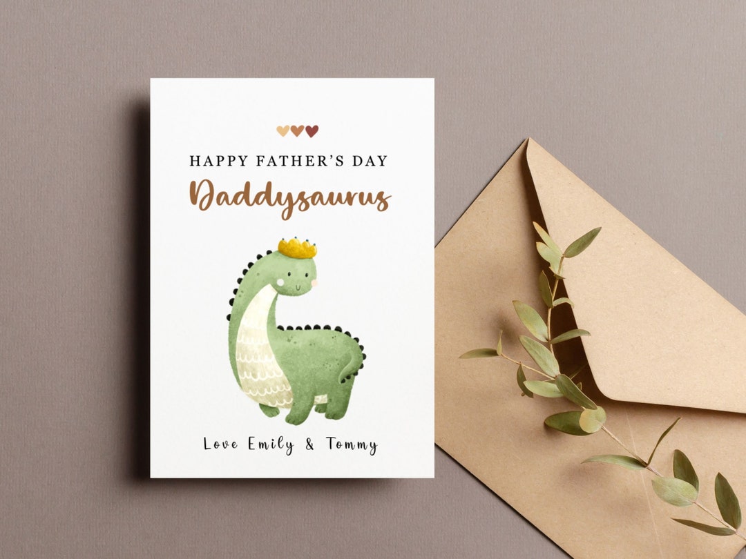 Dinosaur Fathers Day Card, Daddysaurus Fathers Day Card, Personalised ...