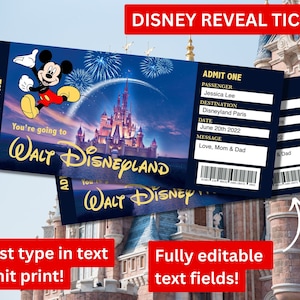 Disneyland Ticket Printable Surprise Holiday Disney Ticket, Gift Reveal ...