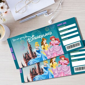 Disneyland Ticket Printable Theme Park Disney World Surprise Reveal ...