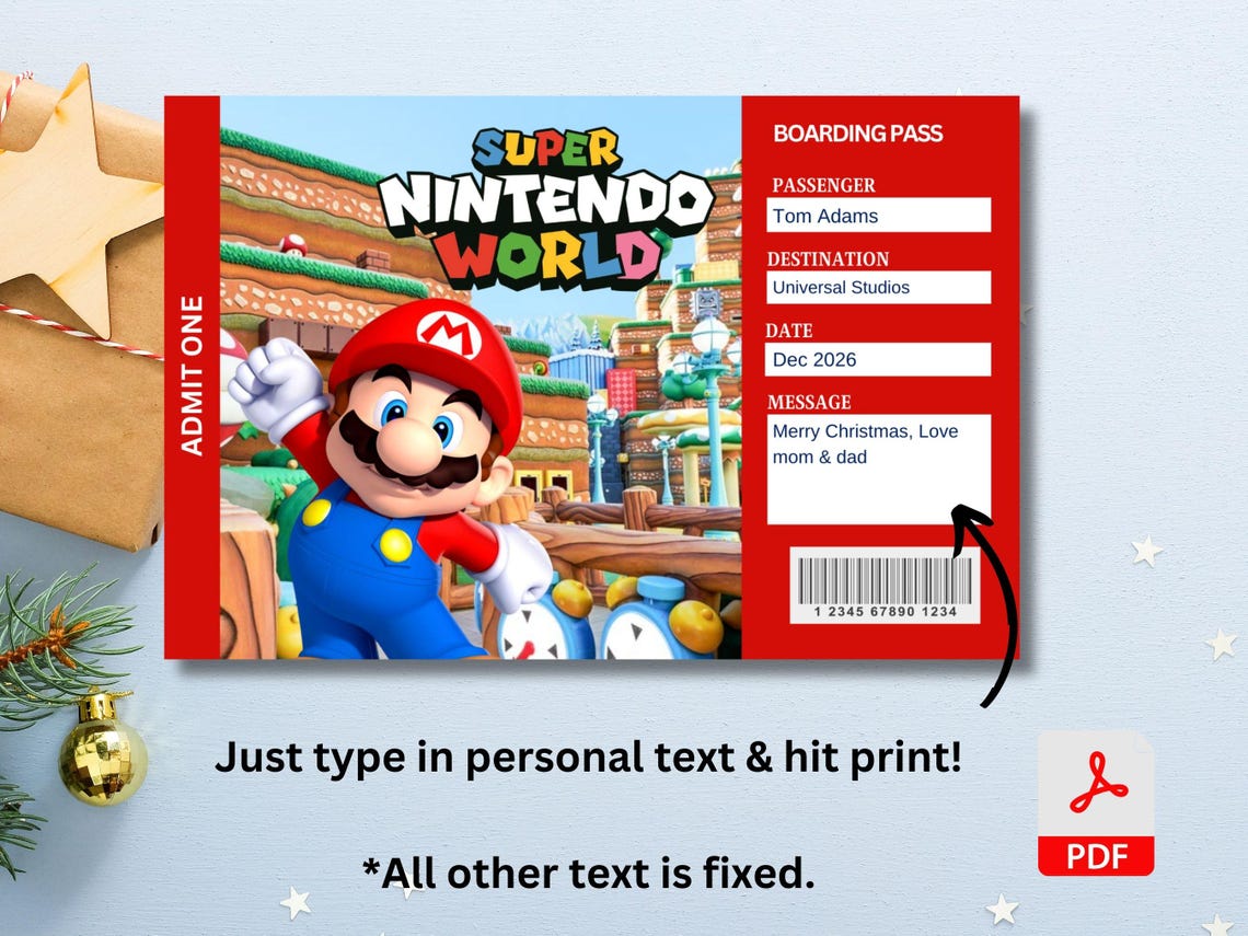 Downloadable Super Mario World Universal Studios Ticket Theme Park ...