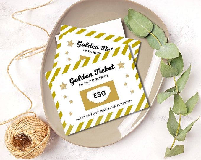 Scratch-off Golden Ticket Greeting Card // Write Your Own Message ...