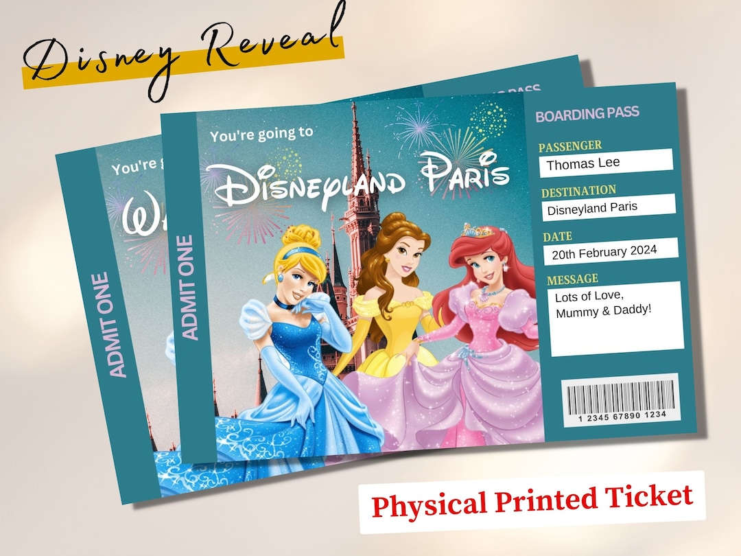Personalised Disneyworld Disney Princess Surprise Ticket, Gift Reveal ...