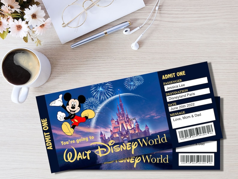 Personalised Handprinted Disneyworld Ticket Theme Park - Etsy