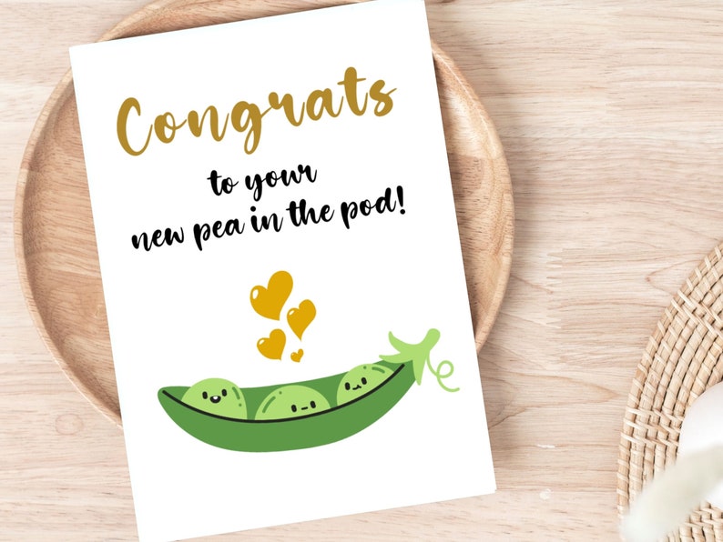 Congrats, New Pea in the Pod Card, Baby Card, Baby Shower Card, Card ...
