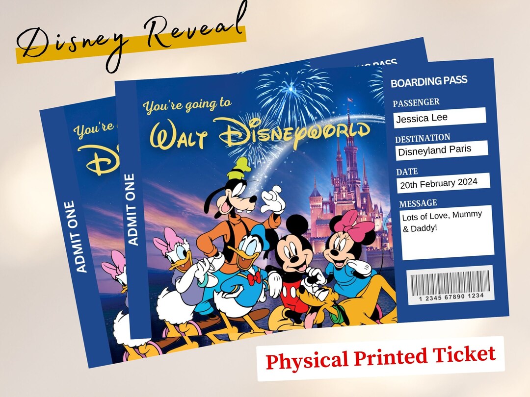 Mickey & Friends Personalised Handprinted Disneyland Ticket Theme Park ...