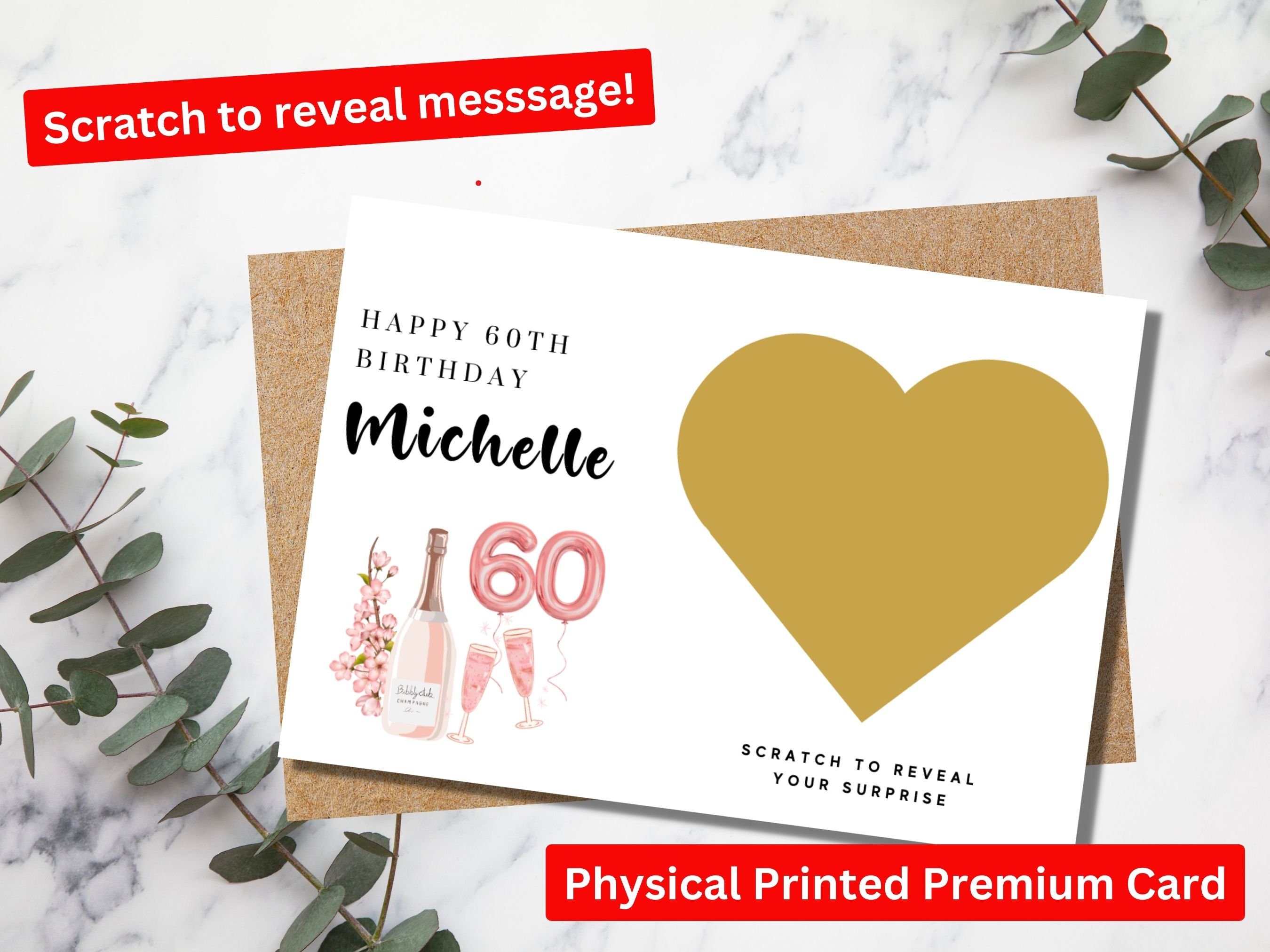 60th Birthday Card Scratch Card Sixty Celebration Birthday - Etsy