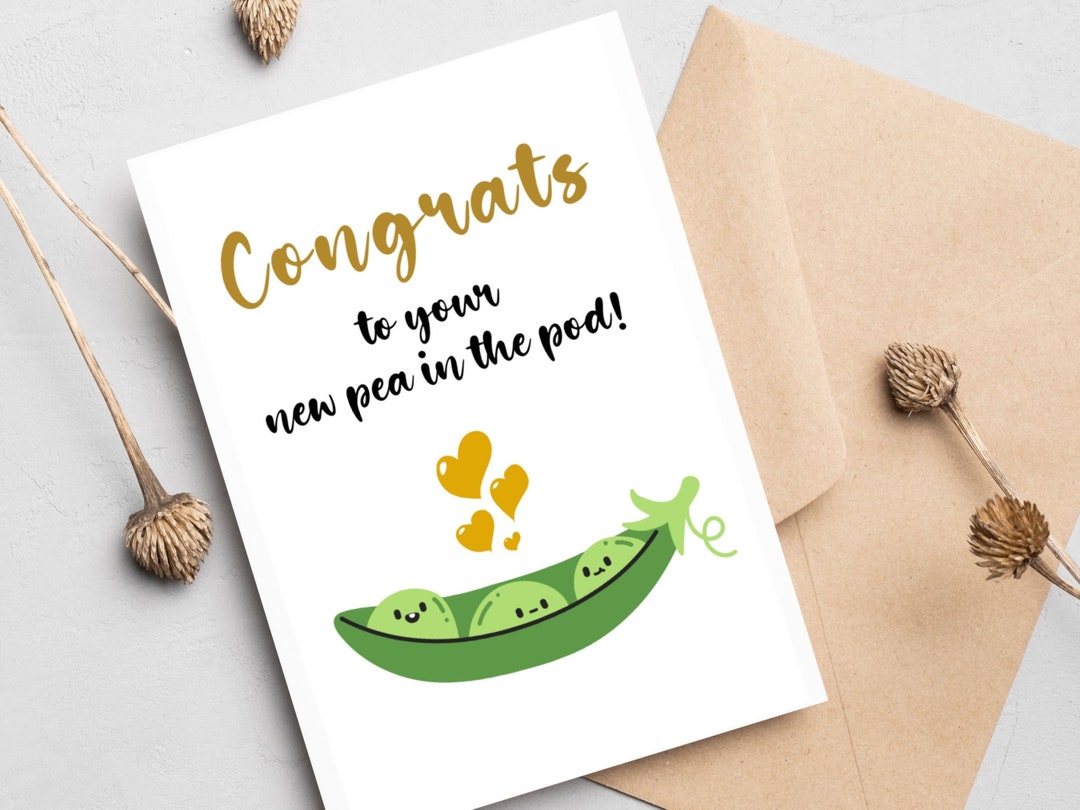 Congrats, New Pea in the Pod Card, Baby Card, Baby Shower Card, Card ...